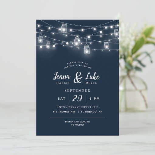 Rustic String Lights Wedding Invitation | Zazzle
