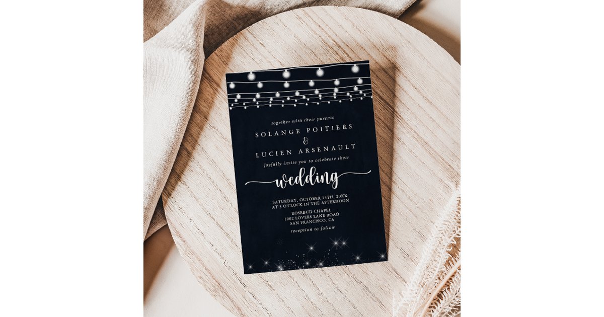 Rustic String Lights Wedding Invitation | Zazzle