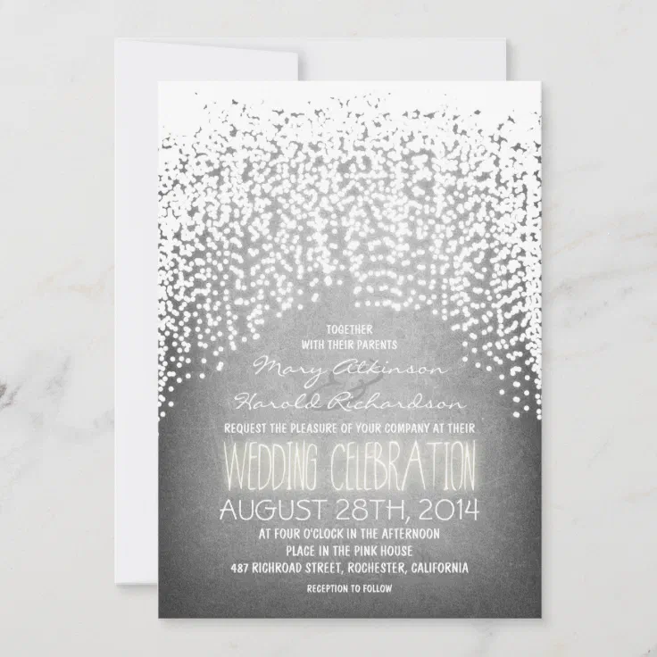 rustic string lights wedding invitations | Zazzle