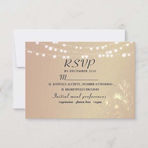 Rustic String Lights Wedding RSVP Card | Zazzle