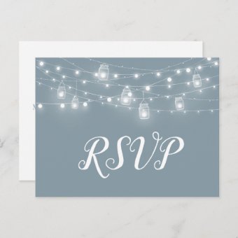 Rustic String Lights Wedding RSVP Postcard | Zazzle