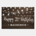 Rustic String Lights Wood 21st Birthday Sign | Zazzle
