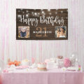 Rustic String Lights Wood Birthday Photo Banner | Zazzle