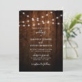 Rustic String Lights & Wood Photo Wedding Invitation | Zazzle