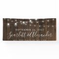 Rustic String Lights Wood Wedding Banner | Zazzle