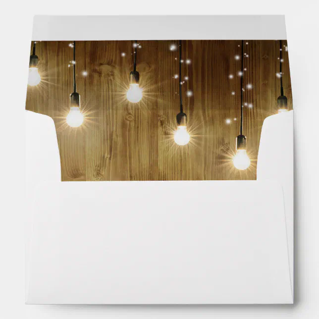 Rustic String Of Lights Country Wedding Envelope | Zazzle