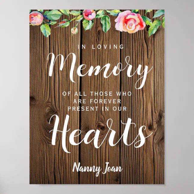 Rustic String of lights In loving memory sign | Zazzle