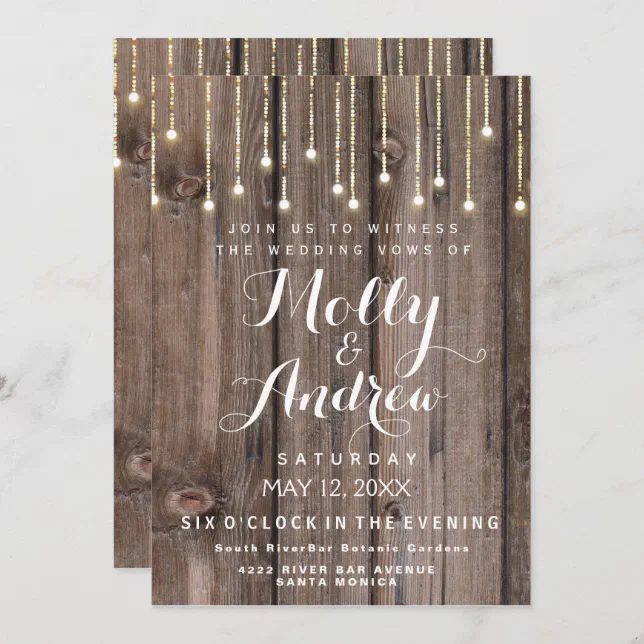 Rustic stringof lights party/wedding CARD INVITE | Zazzle