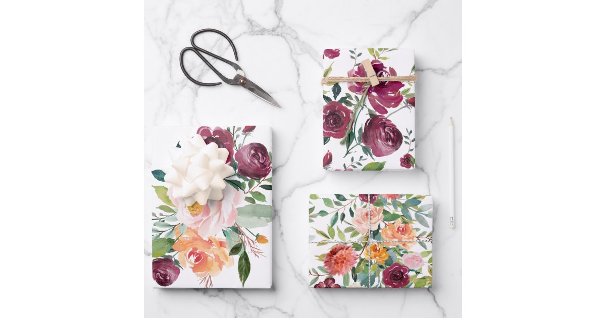 Rustic Stylish Floral Bouquets Wrapping Paper Sheets | Zazzle
