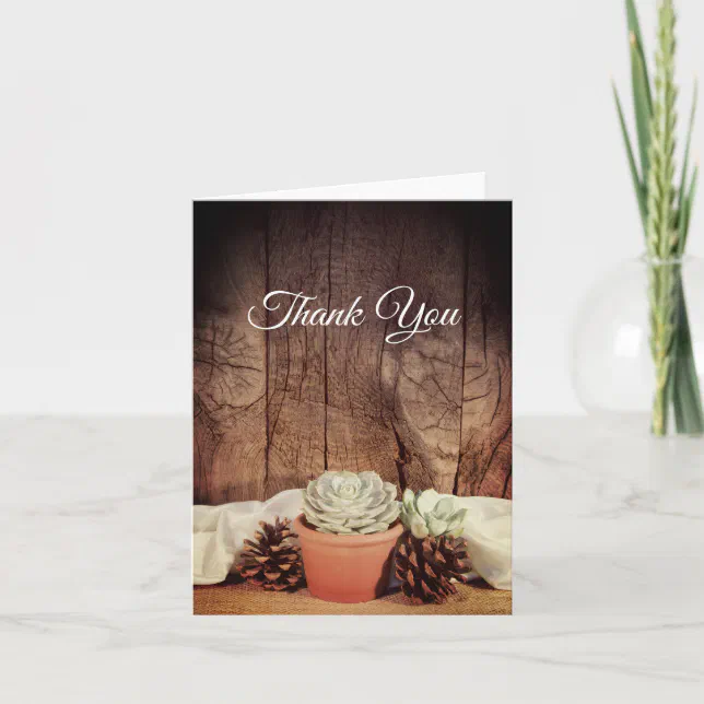Rustic Succulent and Barn Wood Wedding Thank You | Zazzle
