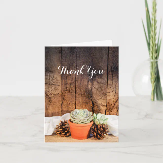 Rustic Succulent and Barn Wood Wedding Thank You | Zazzle