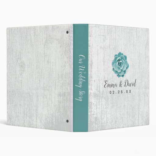 Rustic Succulent Floral Barn Wood Wedding Album Binder | Zazzle