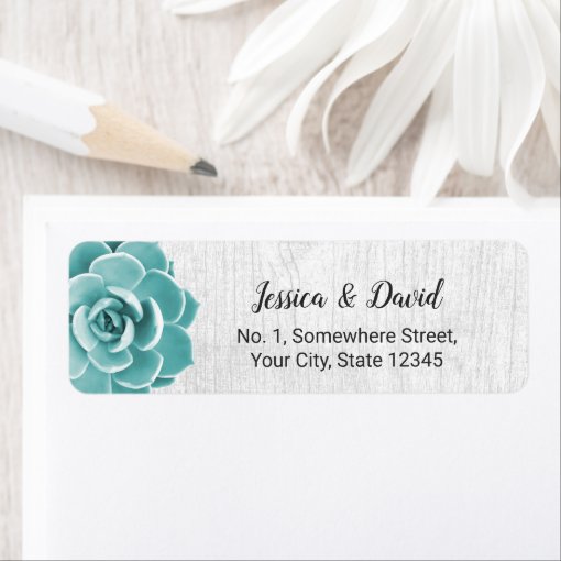 Rustic Succulent Floral Elegant Barn Wood Label | Zazzle