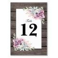 Rustic Succulent Floral Wedding Table Numbers | Zazzle