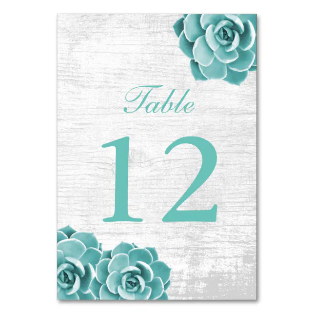 Rustic Succulent Floral Wedding Table Numbers | Zazzle