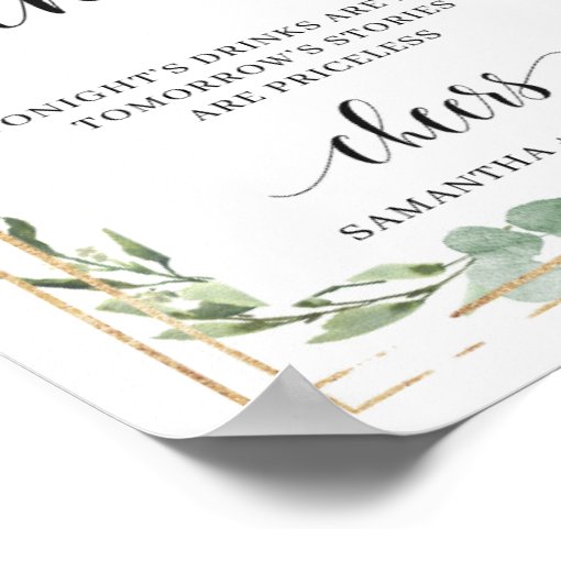 Rustic succulent greenery foliage open bar sign | Zazzle