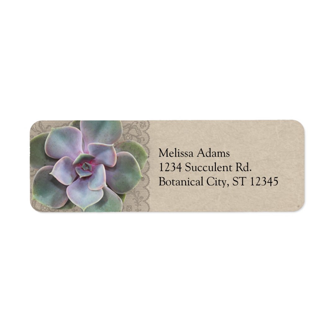 Rustic Succulent Wedding Address Label | Zazzle
