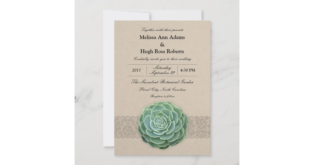 Rustic Succulent Wedding Invitation | Zazzle