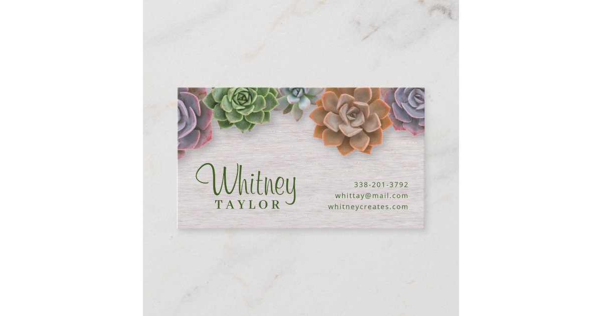 Rustic Succulents Business Card | Zazzle