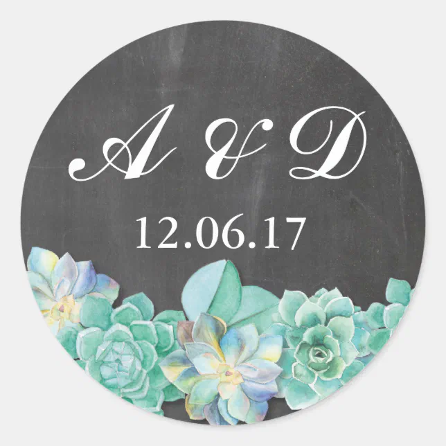 Rustic Succulents Chalk Lights Stickers Label | Zazzle