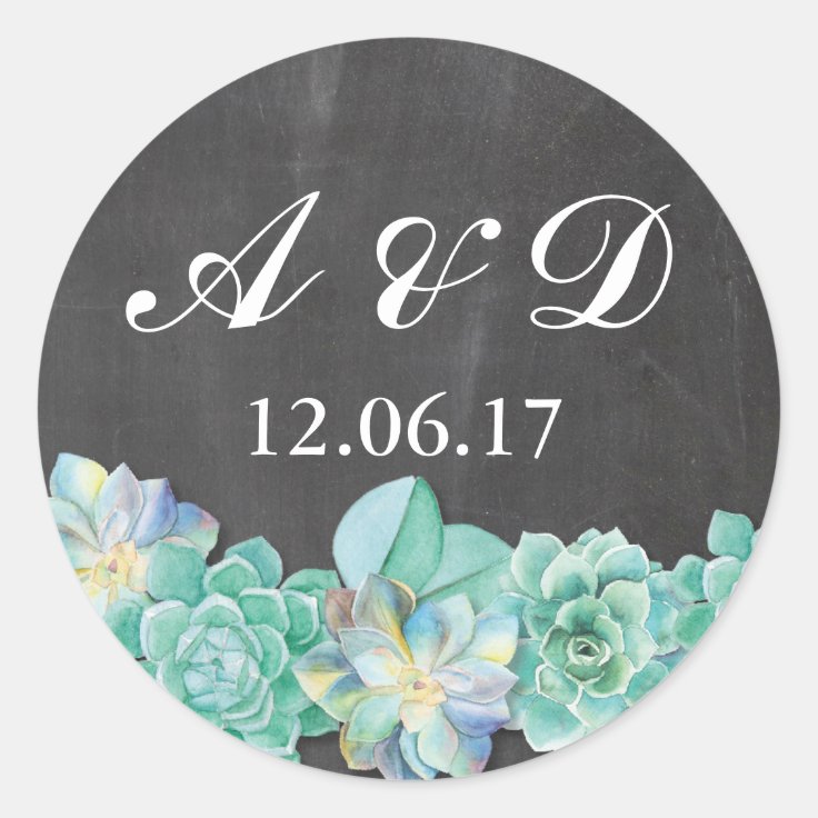 Rustic Succulents Chalk Lights Stickers Label | Zazzle