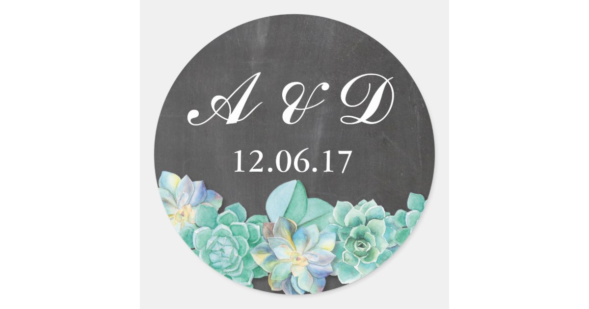 Rustic Succulents Chalk Lights Stickers Label | Zazzle