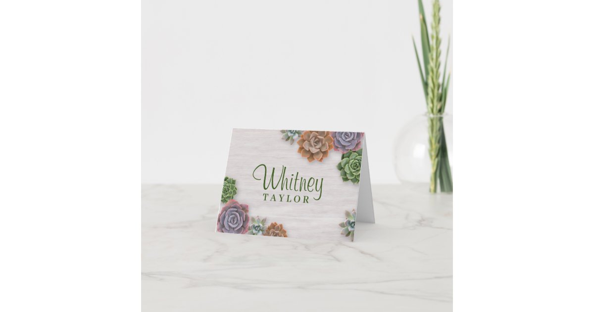 Rustic Succulents Note Card | Zazzle