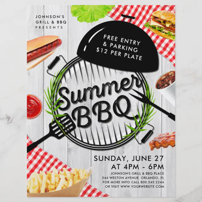 Rustic Summer BBQ Grill Advertisement Event Flyer | Zazzle