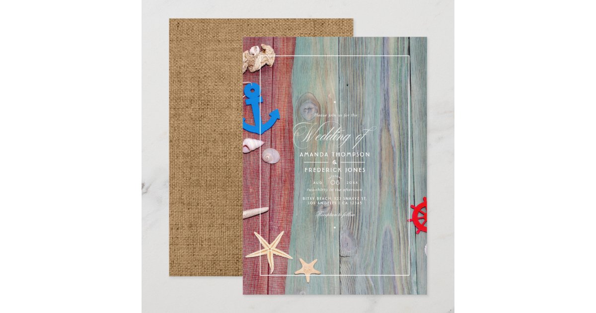 Rustic Summer Beach Nautical Wedding Invitation | Zazzle
