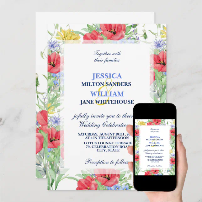 Rustic Summer Colorful Wildflowers Wedding Invitation | Zazzle