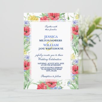 Rustic Summer Colorful Wildflowers Wedding Invitation | Zazzle