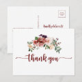 Rustic Summer Floral Calligraphy Thank You Postcard | Zazzle