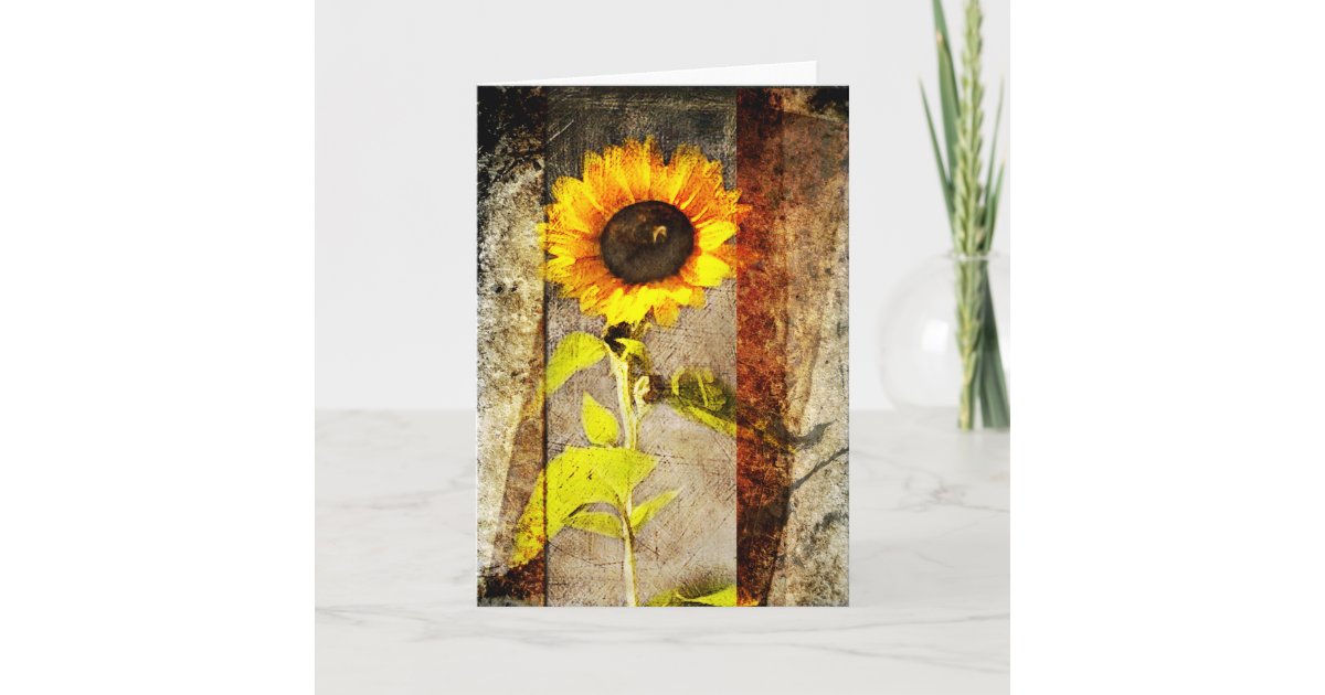 Rustic Sun Flower greeting card | Zazzle