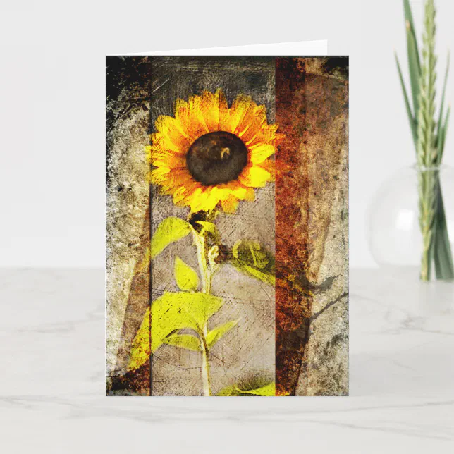 Rustic Sun Flower greeting card | Zazzle