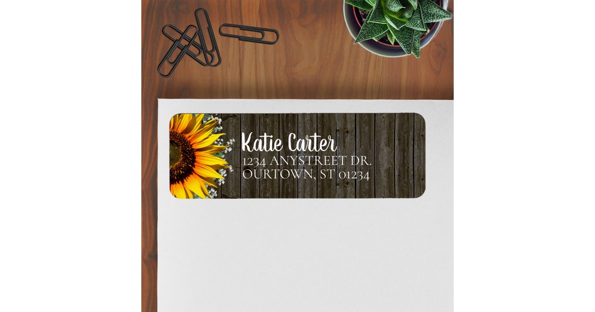 Rustic Sunflower Address Label | Zazzle