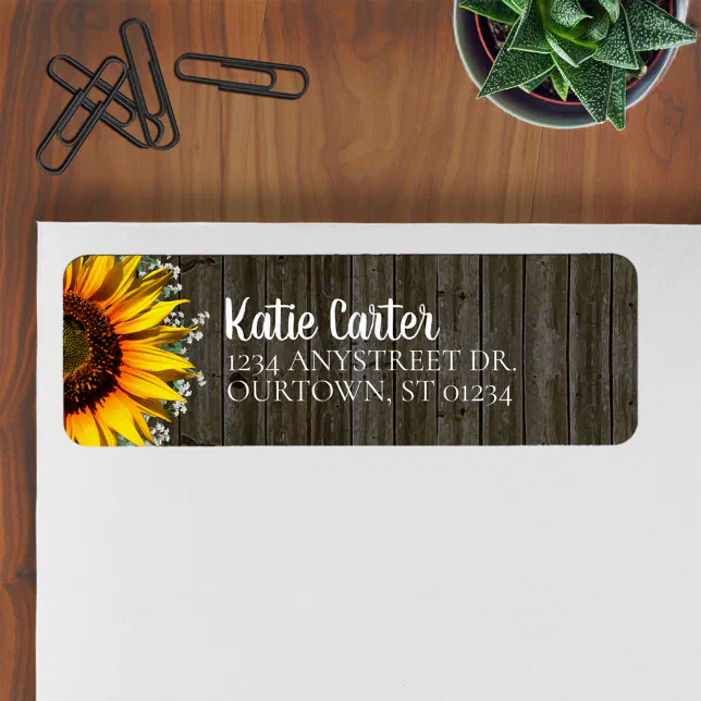 Rustic Sunflower Address Label | Zazzle