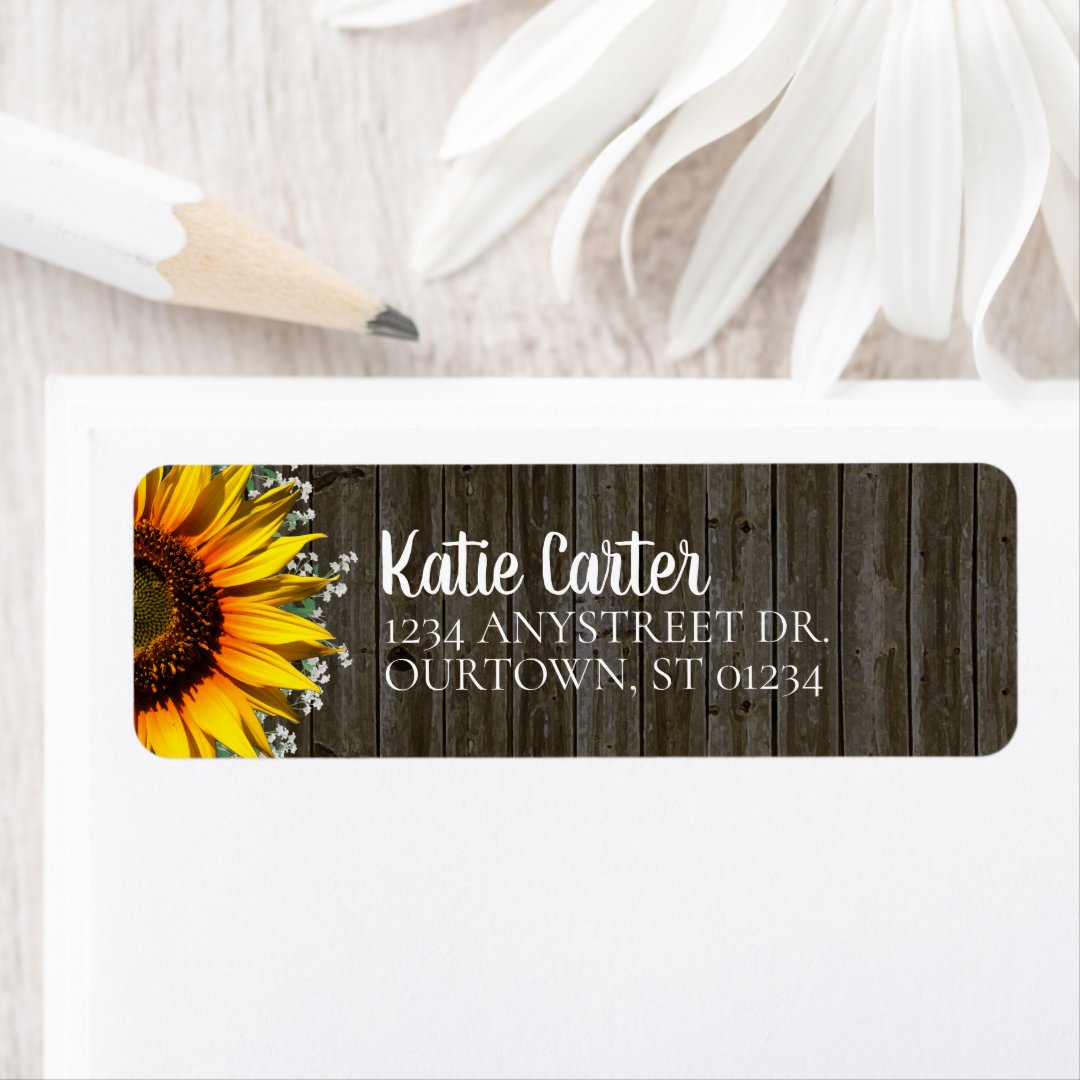 Rustic Sunflower Address Label | Zazzle