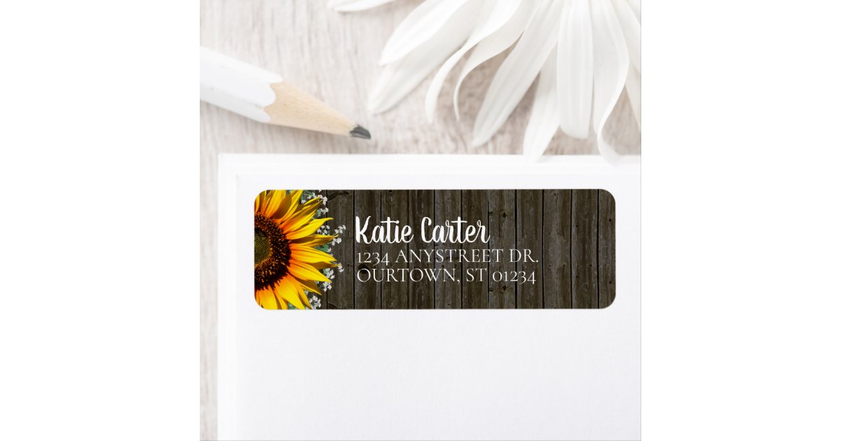Rustic Sunflower Address Label | Zazzle