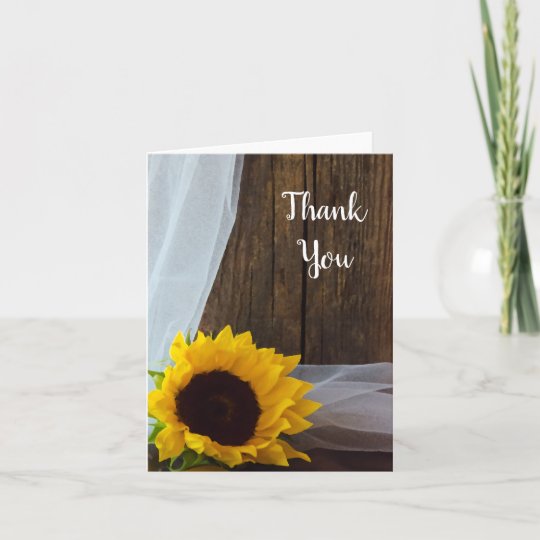 Rustic Sunflower and Barn Wood Wedding Thank You | Zazzle.com