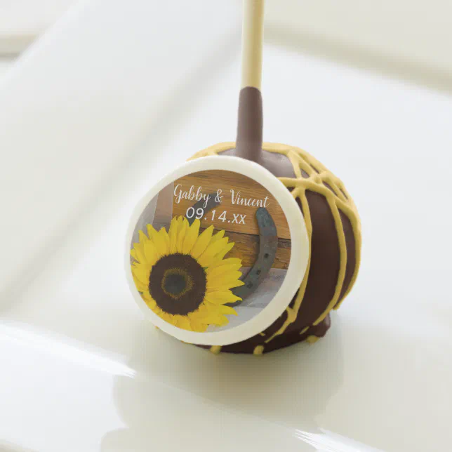Rustic Sunflower and Horseshoe Western Wedding Cake Pops | Zazzle