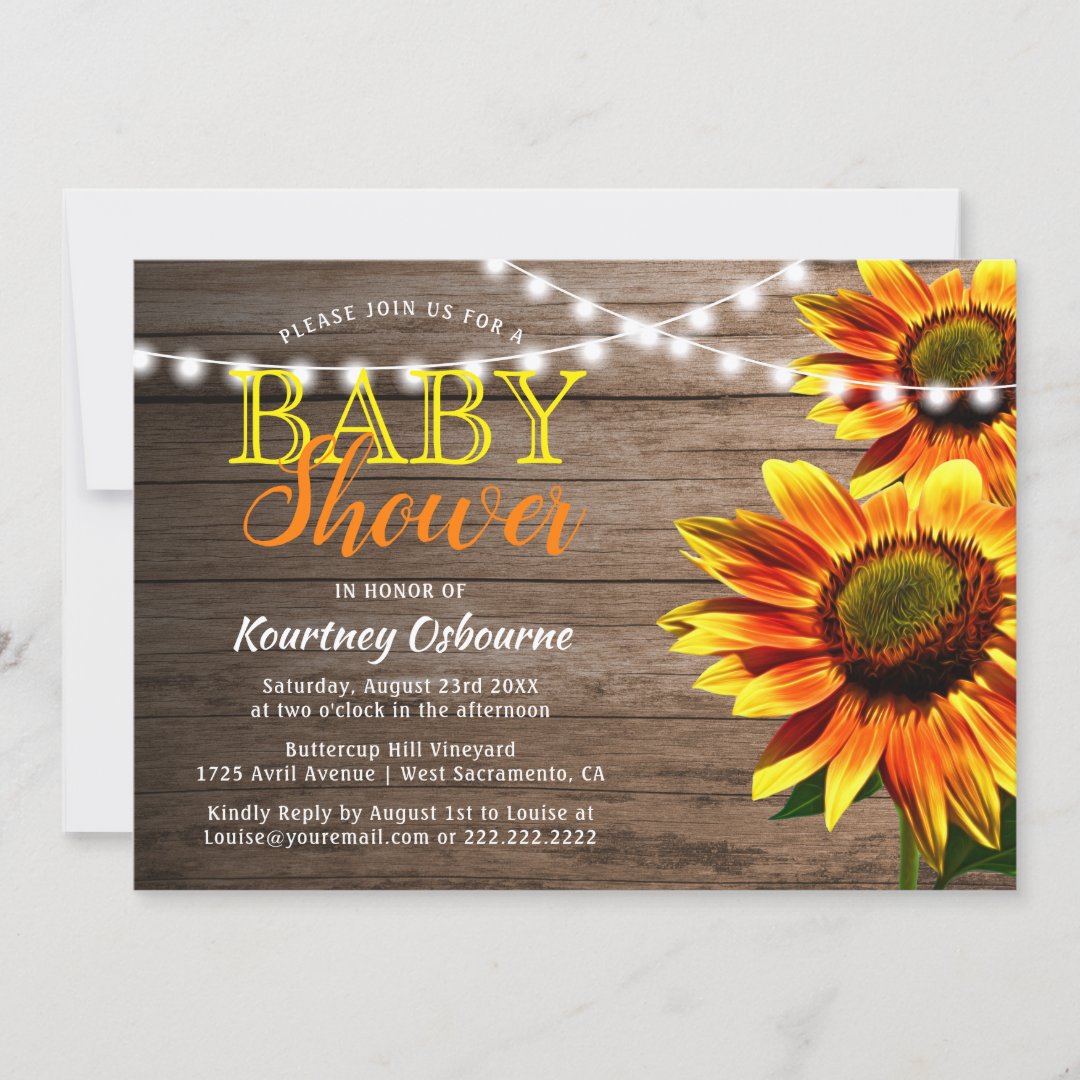 Rustic Sunflower Baby Shower Invitation | Zazzle