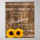 Rustic Sunflower Barn Wood Wedding Welcome Poster | Zazzle