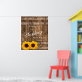 Rustic Sunflower Barn Wood Wedding Welcome Poster | Zazzle