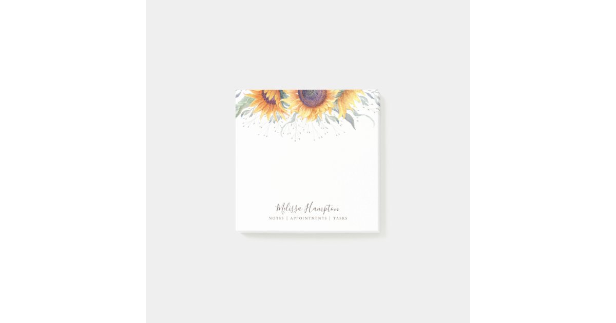 Rustic Sunflower Bloom | Floral Custom Post-it Notes | Zazzle