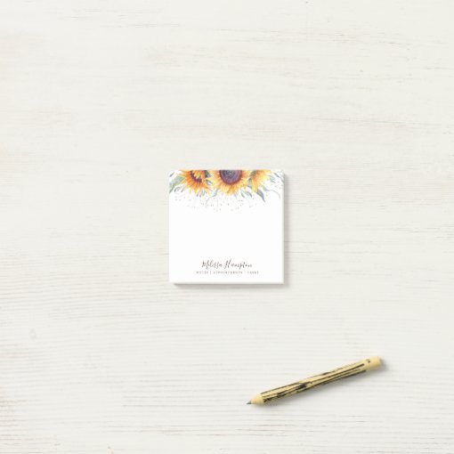 Rustic Sunflower Bloom | Floral Custom Post-it Notes | Zazzle