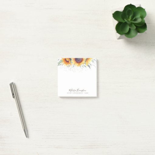 Rustic Sunflower Bloom | Floral Custom Post-it Notes | Zazzle