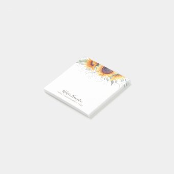 Rustic Sunflower Bloom | Floral Custom Post-it Notes | Zazzle