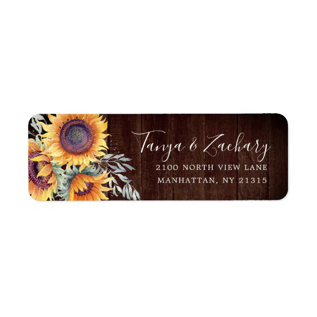 Rustic Sunflower Bloom | Return Address Label | Zazzle