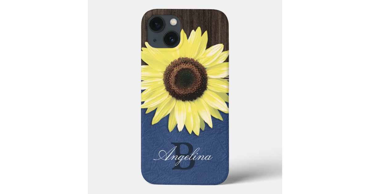 Rustic Sunflower Blue Personalized iPad Air Case | Zazzle
