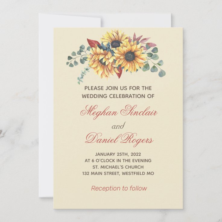 Rustic Sunflower Botanical Invitation | Zazzle